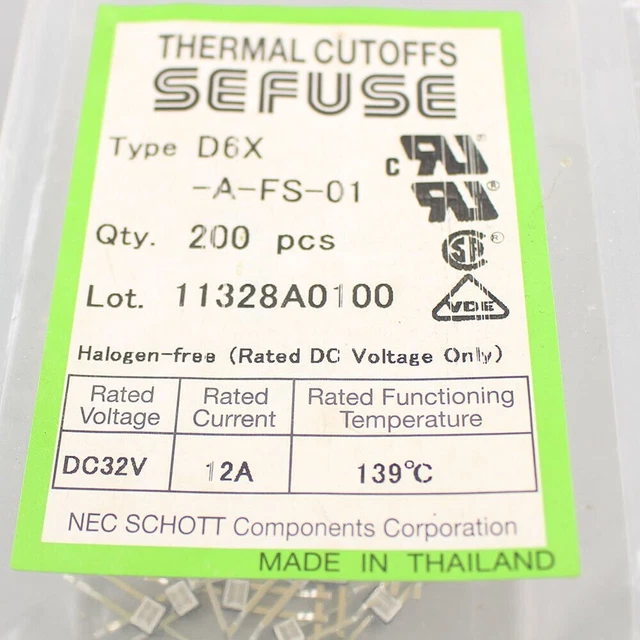 5PCS NEC SCHOTT SEFUSE Thermal Fuse 3 Pin Type D6X-A-FS-01 Cutoff 139 ...