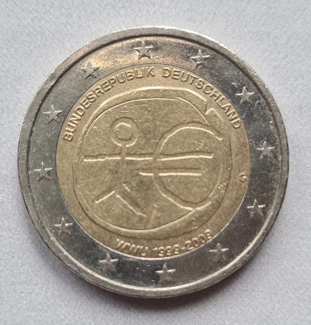 2 EURO COIN with stick men EMU 1999 2009 - Germany "G" £9.09 - PicClick UK