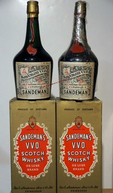 RARE ANCIENNE BOUTEILLE 1x SANDEMAN's Scotch Whisky V.V.O. 75cl 1950's ...