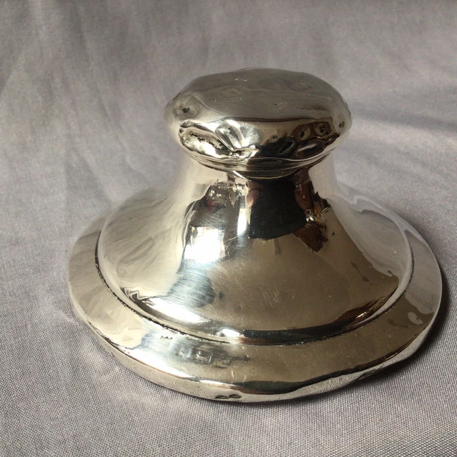 SOLID SILVER CAPSTAN Inkwell Hallmarked London Makers Marks Rubbed AS ...