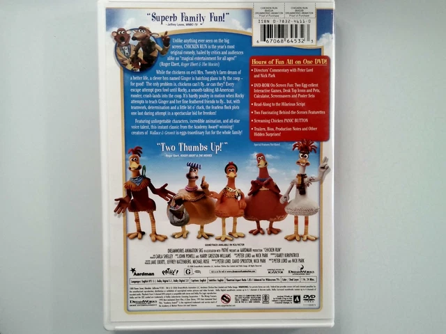 CHICKEN RUN DVD 2000 Family Animation DreamWorks Aardman Special ...