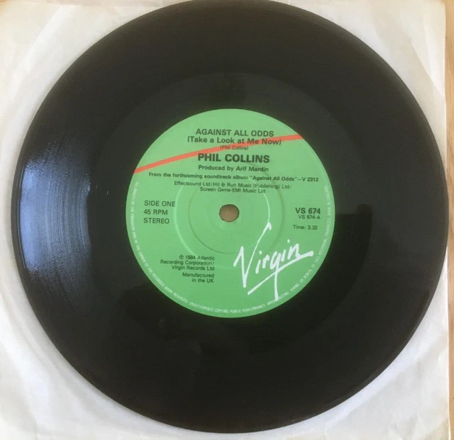 PHIL COLLINS, AGAINST All Odds. Mike Rutherford. 7" Vinyl Single. 1984 ...