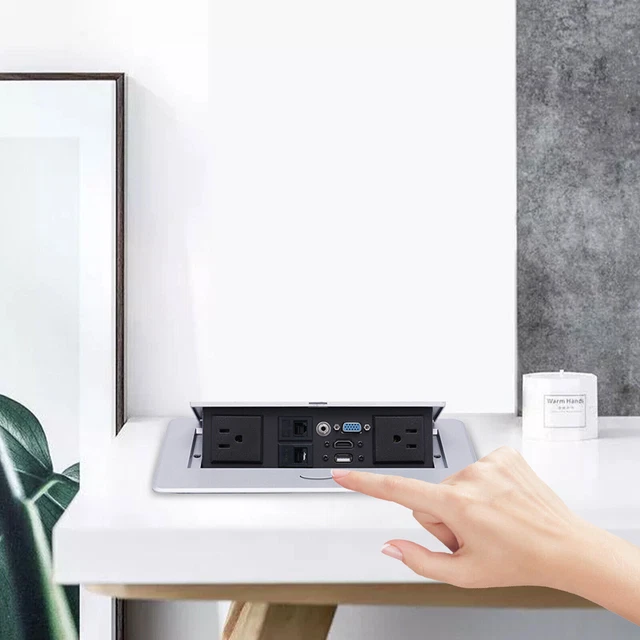 POP-UP SOCKET POWER Strip USB Countertop Desk Worktop Recessed Power ...