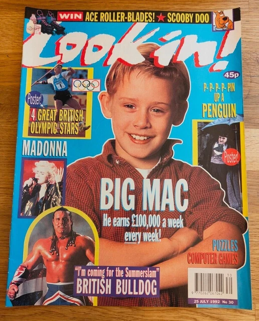MAGAZINE - LOOK-IN No #30 25th Jul 1992 Home Alone British Bulldog WWF ...