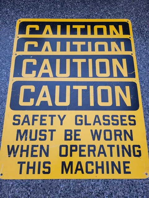 Vintage Caution Safety Glasses Must Be Worn At All Times When Metal Sign £2407 Picclick Uk