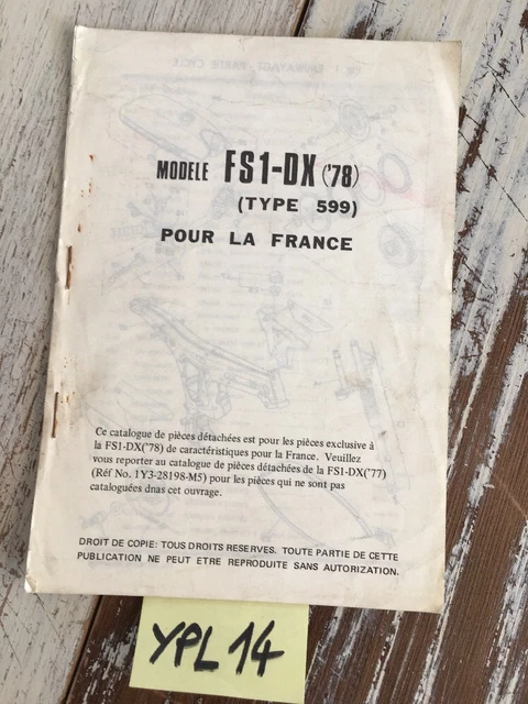 YAMAHA FS1-DX FS1 599 1978 Additive France Catalogue Spare Part Parts ...