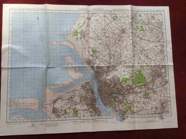 WW2 WAR DEPT. 1942 British Military Map Liverpool Birkenhead Home Guard ...