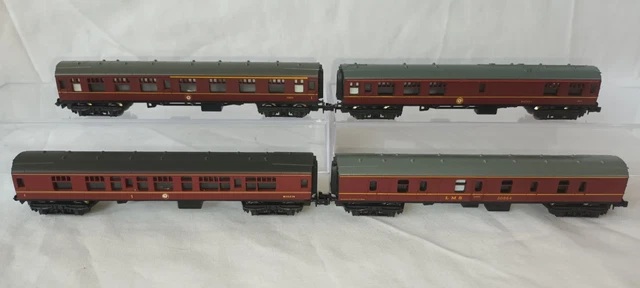 N GAUGE EXCELLENT 4x Lima Mk Mark 1 Coach LMS BR Maroon Buffet 2nd Comp ...