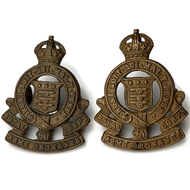 ORIGINAL WW2 ROYAL Army Ordnance Corps RAOC Collar Badge PAIR EUR 17,12 ...