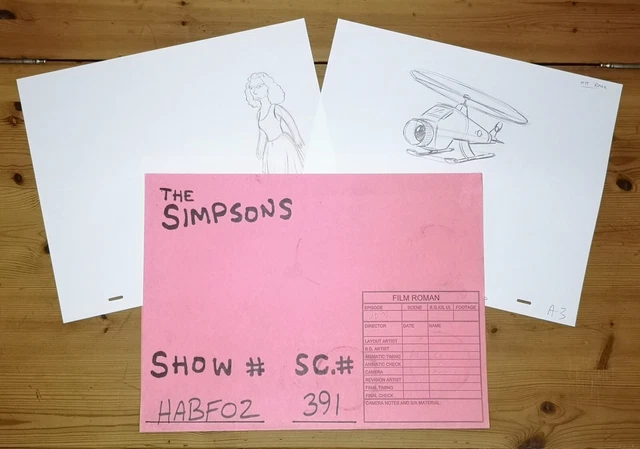 THE SIMPSONS ORIGINAL Production Animation Drawings Folder Mixed ...