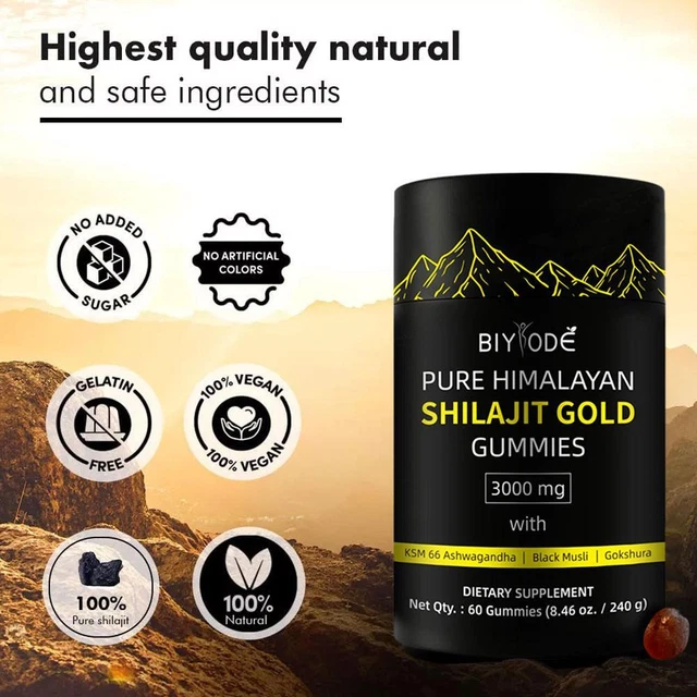 PURE HIMALAYAN SHILAJIT Gold Gummies with Black Seeds Oil 60 Gummies/ £ ...