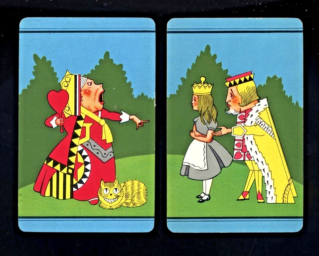 2 SWAP PLAYING Cards Put Together Queen Of Hearts King Hearts Alice ...