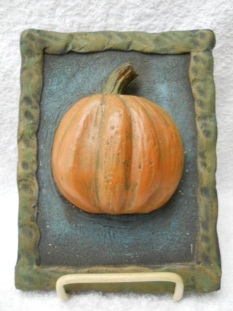 DEB FLECK-STABLEY 3D Pumpkin Wall Art Pottery Tile Incised Signed Dated ...