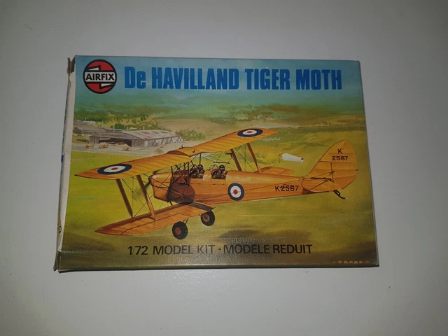 AIRFIX DE HAVILLAND Tiger Moth 1:72 Scale Model Kit Complete Vintage ...