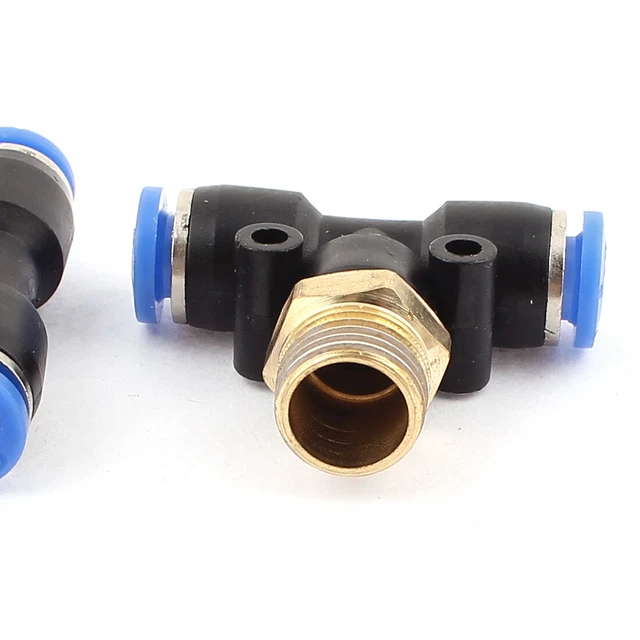 5 PCS AIR Pneumatic 1/4BSP Thread 6mm One Touch Push In T Joint Quick ...