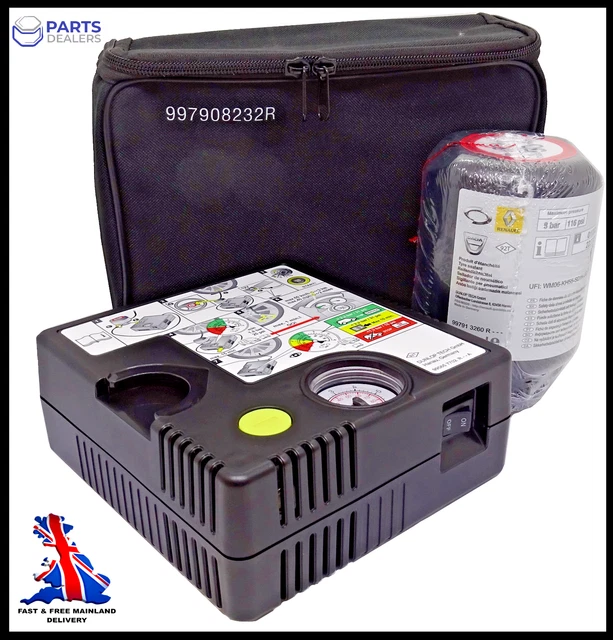 GENUINE RENAULT DACIA Tyre Repair Kit Pump Compressor Inflator Sealant ...