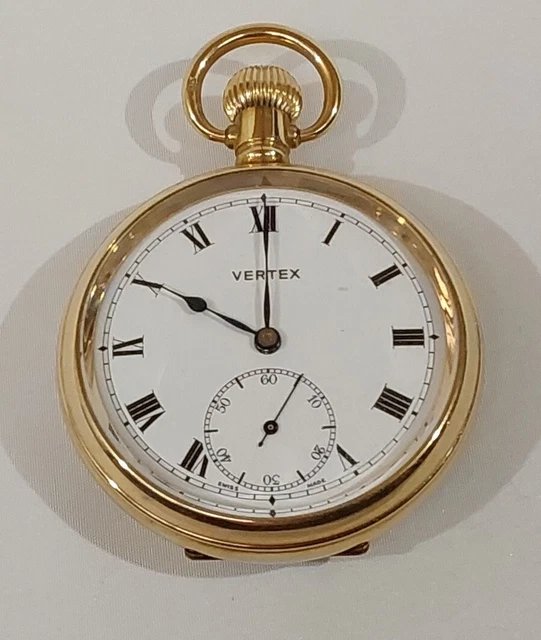 VERTEX GOLD PLATE Cased Pocket Watch ~ B.R. London / Midland 45 Years ...