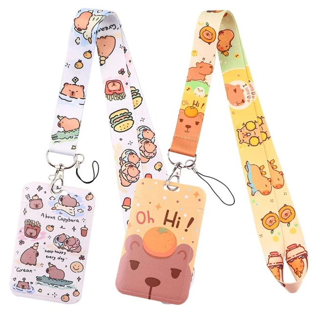 CAPYBARA CUTE CAPYBARA Lanyard Capybara Credit Card Holders Credit Card ...