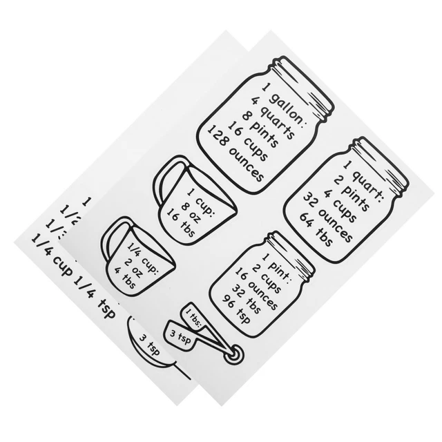 2PCS CONVERSION CHART Sticker Kitchen Measurements Conversion Chart ...