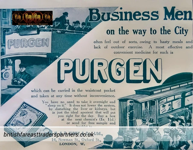 VINTAGE / ANTIQUE JULY 1, 1911 on THE SPHERE PURGEN Aperient LAXATIVE ...