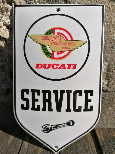 PLAQUE ÉMAILLÉE DUCATI SERVICE Enamel Sign no Yamaha Honda Aprilia Ktm ...
