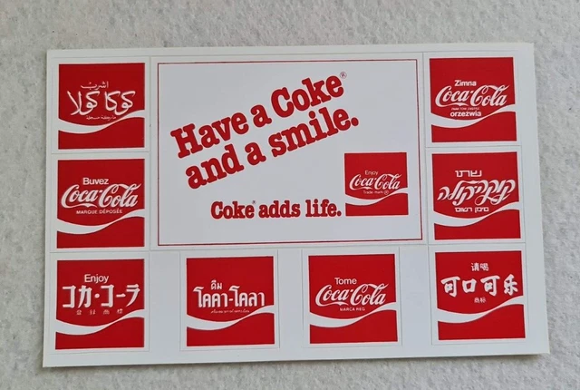 VINTAGE COCA-COLA STICKERS 8 Languages ""Have a Coke and Smile ...