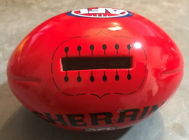 VINTAGE SHERRIN AFL Football Shaped Ceramic Coin Bank Kangaroo Brand ...