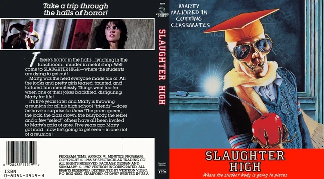 SLAUGHTER HIGH 1986 Custom Replacement Blu-ray Cover W/ EMPTY Case ...