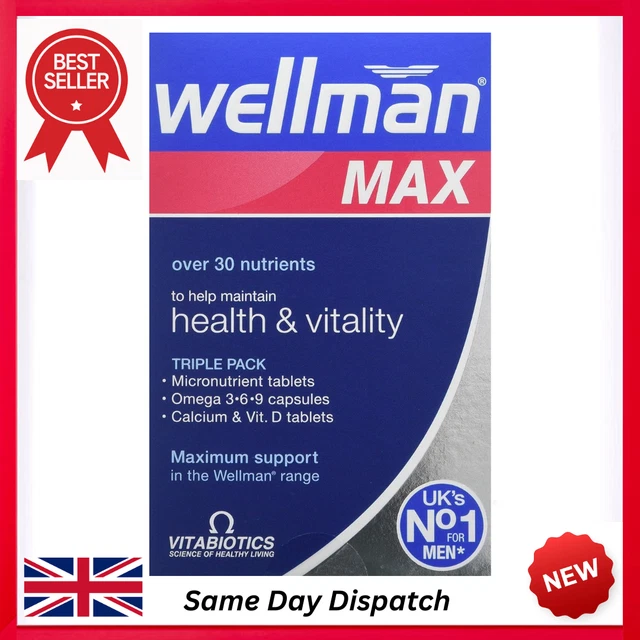 VITABIOTICS WELLMAN MAX - 84 Tablets/Capsules Omega 3-6-9 28x Calcium ...