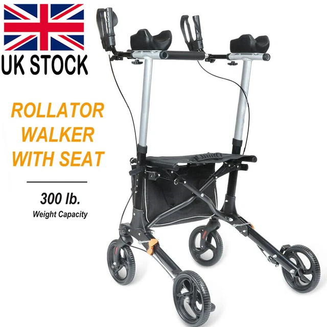 PORTABLE ROLLATOR FOLDING 4 Wheel Mobility Walker Height Adjustable ...