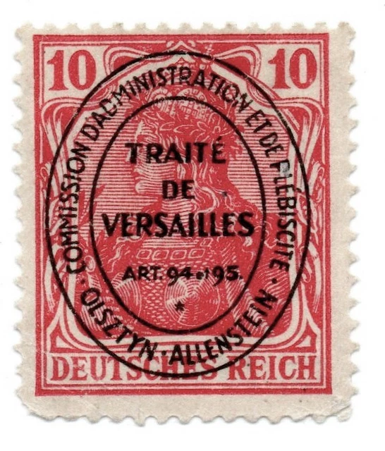 TIMBRE PLÉBISCITE ALLEMAND Allenstein timbres allemands surimprimés ...