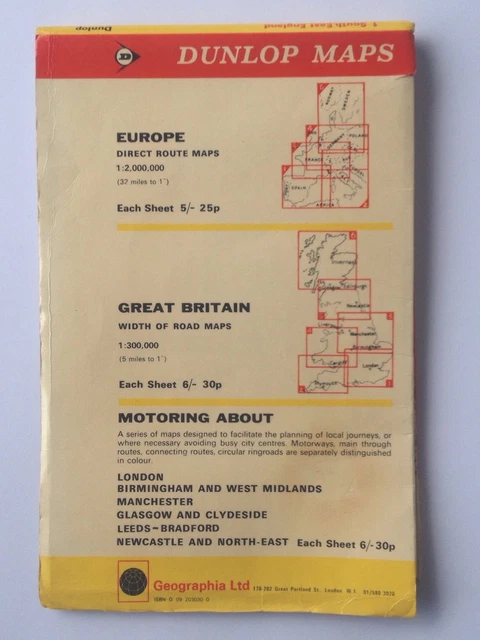 SOUTHERN SCOTLAND 70S 80s Width-of-Road Map Vintage Travel Dunlop UK ...