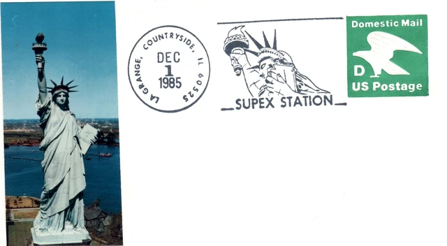 LABEL STATUE OF LIBERTY 100th ANNIVERSARY ON D POSTAGE EMBOSSED ...