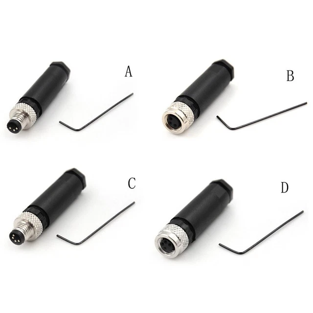 SENSOR CONNECTOR M8 Male Female-Screw Threaded Plug Coupling 3 4 Pin A ...