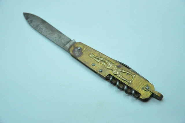 ANCIEN COUTEAU PLIANT canife tire-bouchon collection manche sport old ...