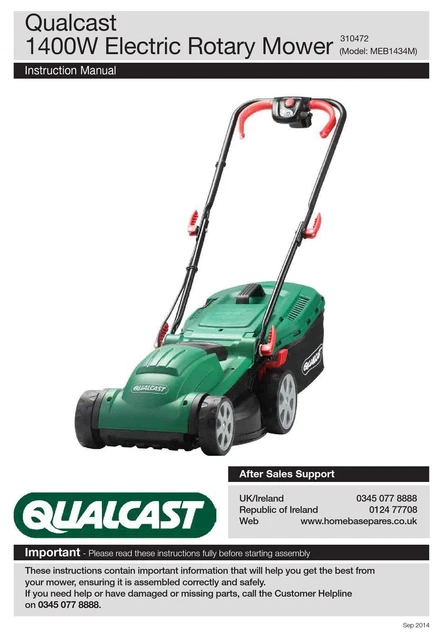QUALCAST ELECTRIC CORDED Rotary Lawn Mower 1400w MEB1434M. £30.00 ...