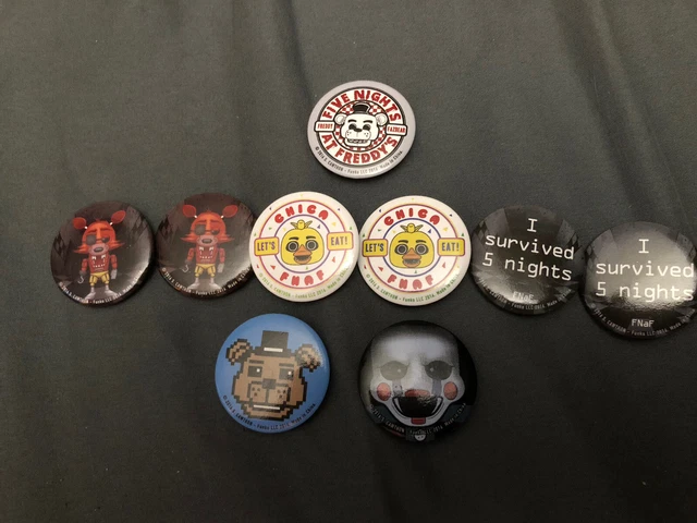 FIVE NIGHTS AT Freddy's: Set of 9 Buttons/Pins/Badges Fazbear Pizza ...