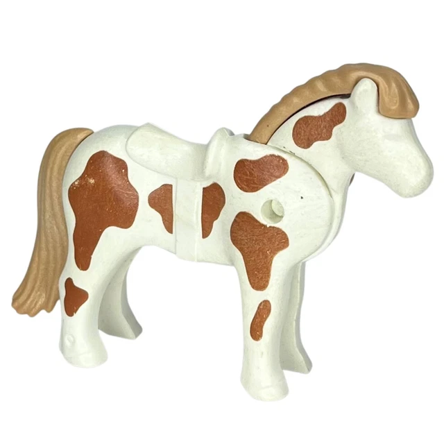 PLAYMOBIL PONEY MARRON/BLANC chaise cheval char équestre figurine lâche ...