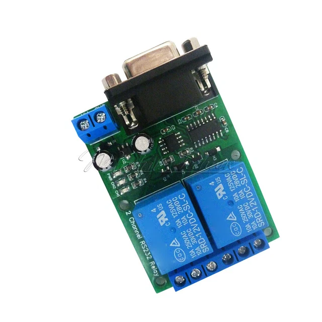DC 12V 24V RS232 Relay Board 2CH Serial Port Switch Module for PLC LED ...