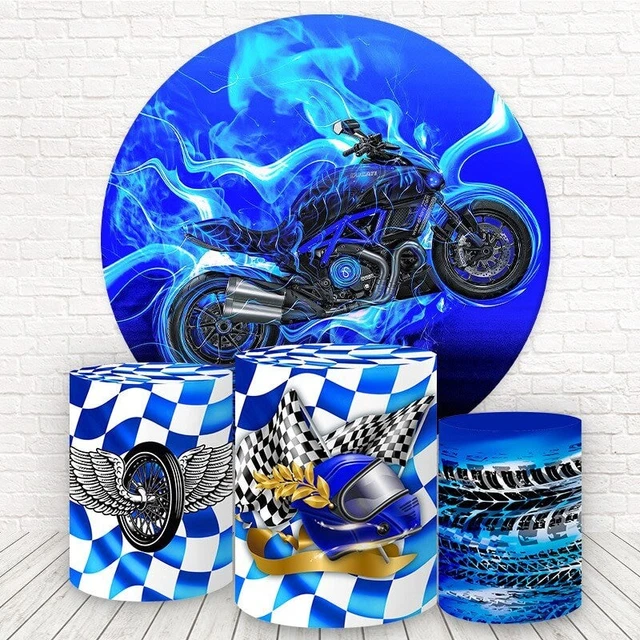 COOL MOTORCYCLE BLUE Race Round Backdrop Kit For Boy $35.97 - PicClick AU