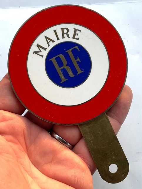 ANCIEN BADGE DE Voiture Maire Rf Marie Administration Plaque De Voiture ...