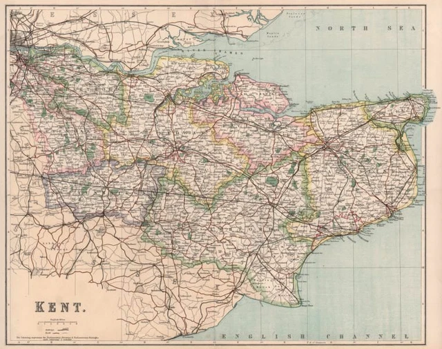 KENT. COUNTY MAP showing divisions & parliamentary boroughs. PHILIP ...