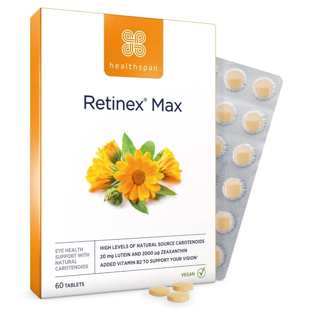 HEALTHSPAN RETINEX MAX, 60 Tablets, 20mg Lutein, 2,000μg Zeaxanthin ...