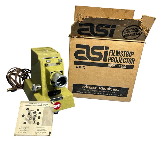 FILM STRIP PROJECTOR 35mm ASI Standard Projector Model 330-B Avocado ...