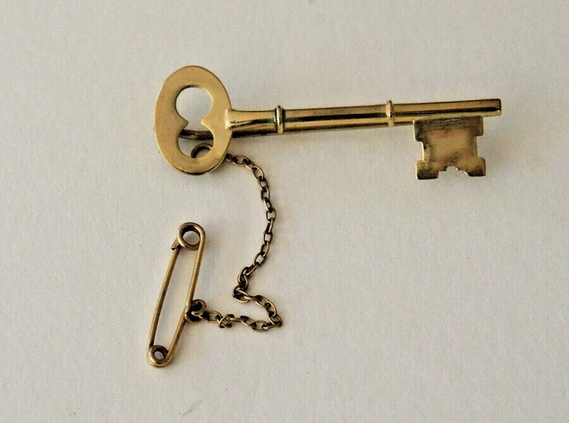 ANTIQUE AUSTRALIAN 9CT GOLD KEY BROOCH JOSEPH LAWRENCE c1910 2.1 gms ...