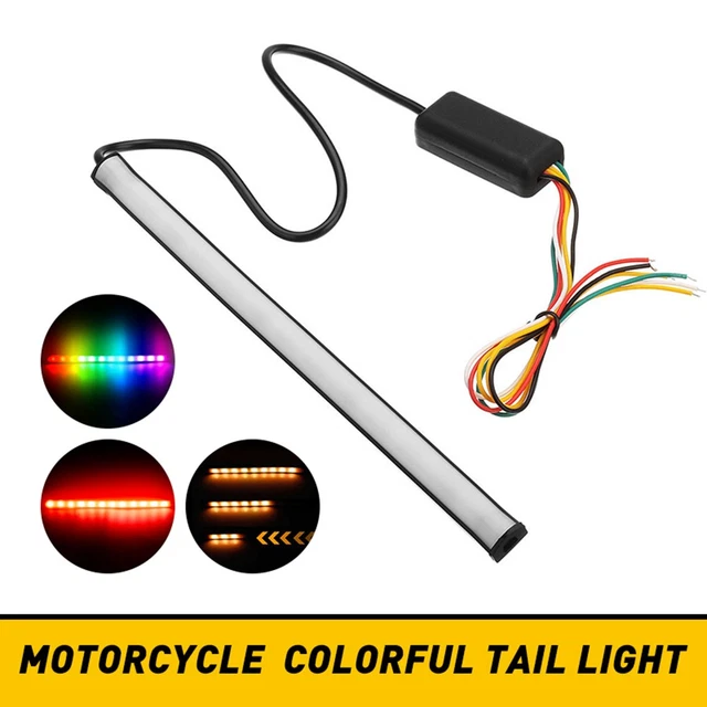FLEXIBLE MOTORCYCLE TAIL License Plate Light Strip Brake Turn Signal ...