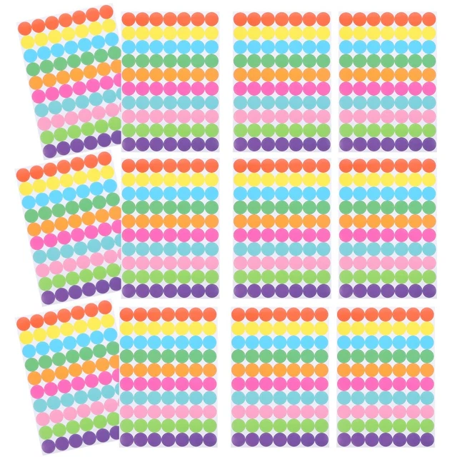 20 SHEETS LABELS Stickers Dot Adhesive Round Color Coding Circle Dots ...