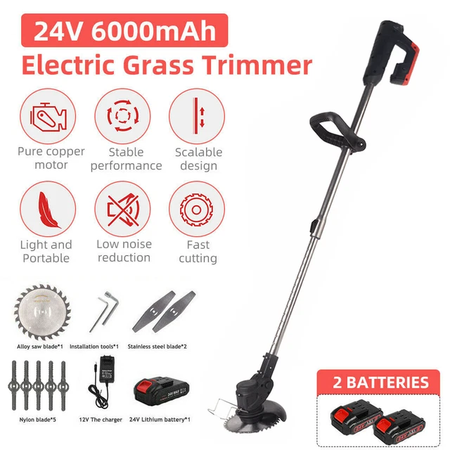 ELECTRIC WEED EATER Lawn Edger Cordless Grass String Trimmer Cutter 24V ...