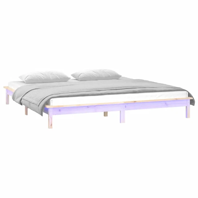 WALPLUS LED SOLID Wood Bed Frame Without Mattress 150x200 cm King Size ...