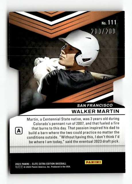PANINI MLB ELITE Extra Edition 2023 N º 111 Walker Martin Red Die-Cut ...